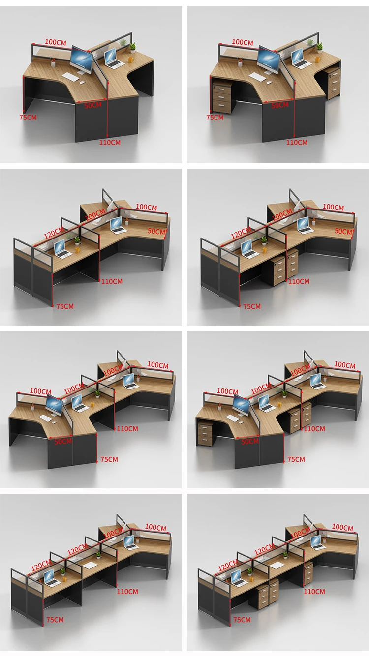 Office Cubicle 120 Degree 3 Seater Desk - Durable & Stylish