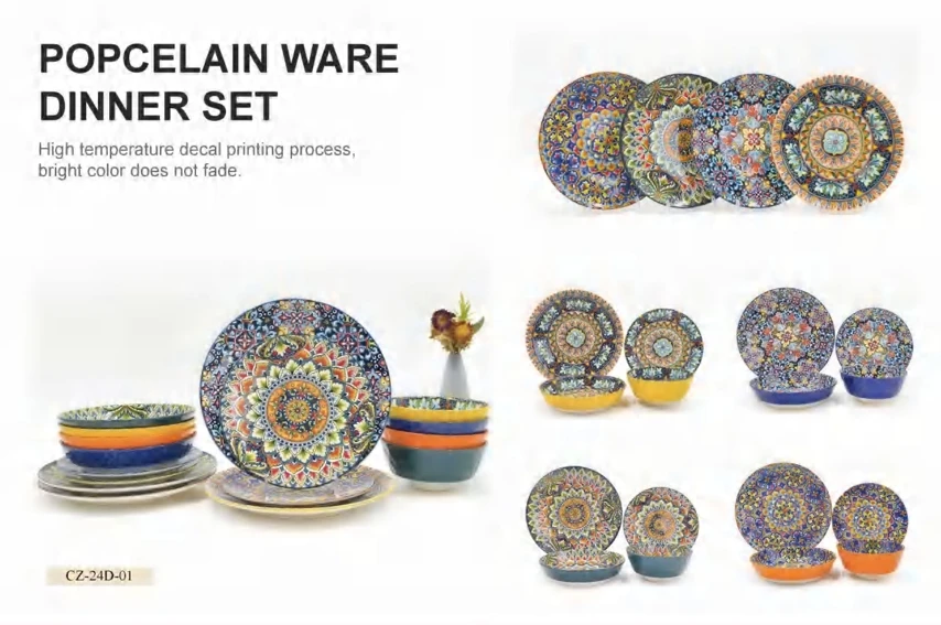 16 Piece Stackable Ceramic Dinnerware Set for Small Kitchens
