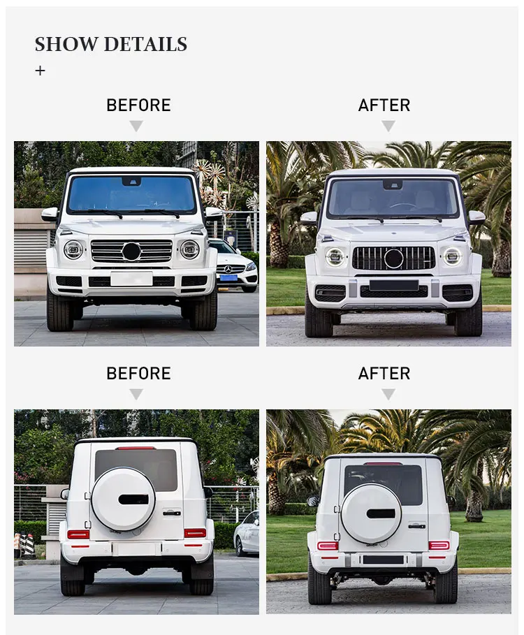 GBT Mercedes G500 to G63 Model Upgrade Headlight WIDE Body Kit Bumper ...