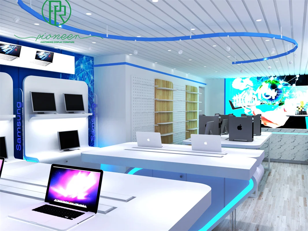 Pioneer Modern Computer Shop Interior Design - Custom Tables