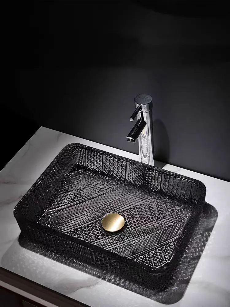 Wholesale Transparent Vessel Art Wash Hand Basin Rectangular Glass ...