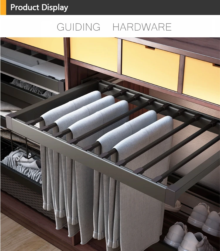 Modern Sliding Soft Closing Adjustable Pull Out Trousers Rack