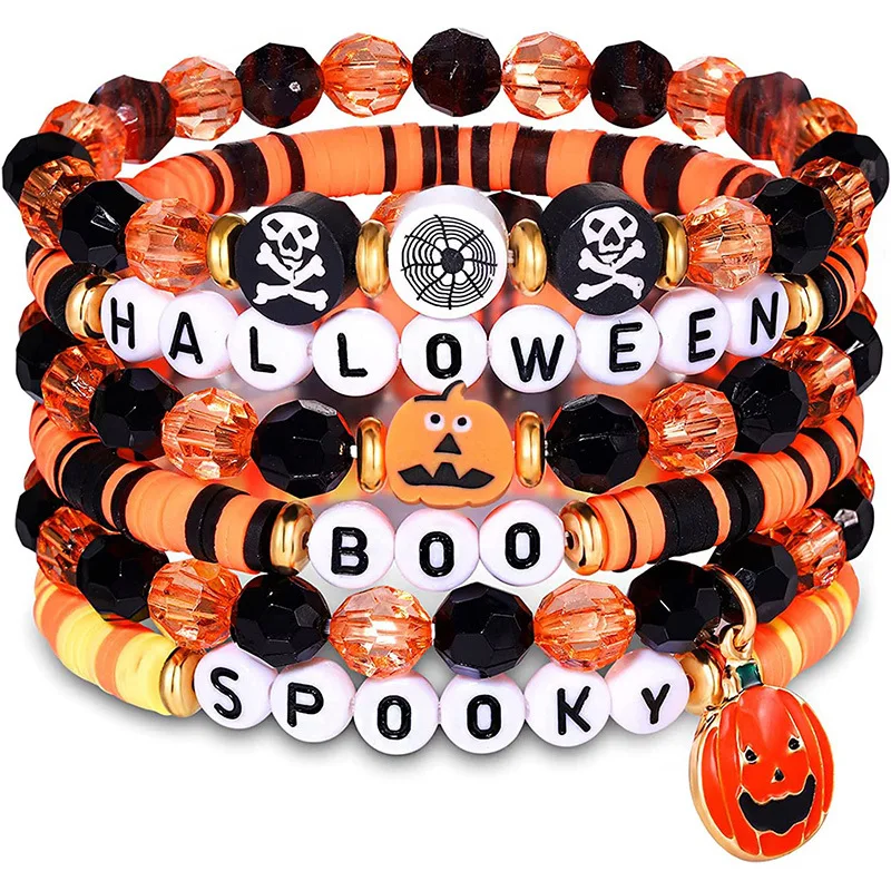 Halloween Bracelets Polymer Sufer Clay Bracelets Custom Name Stack ...