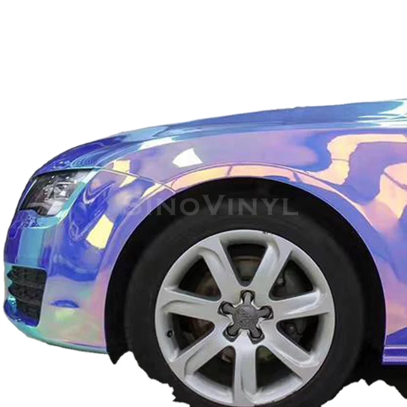 Mysterious Chrome Rainbow Sapphire Blue Car Wrap Vinyl Bubble Free Car Sticker Colorful Car Wrap Vinyl