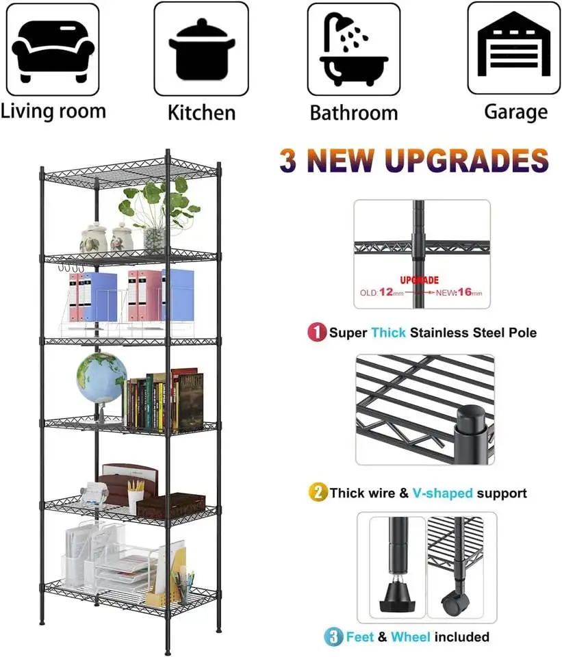 Multilayer Steel Metal Wire Storage Shelving & Units Hand Trolley Home ...
