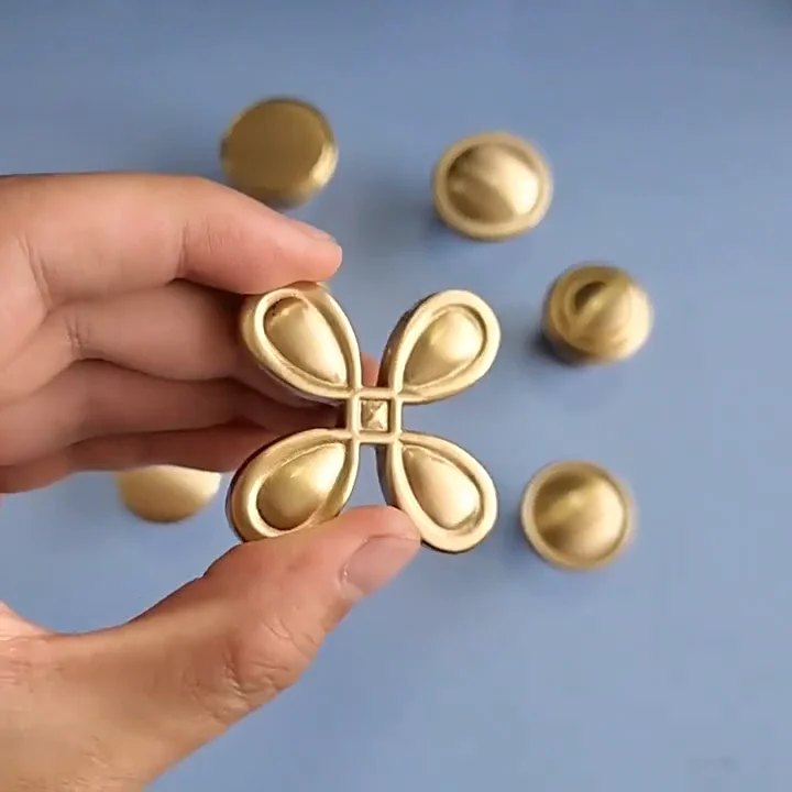 Brass Gold Flower Shape Cabinet Knob Pulls Polished Solid Brass Ball Kitchen Drawer Knob Handle ...