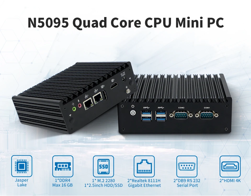 Fanless Mini PC N5095 - Quad-Core for Industrial Automation