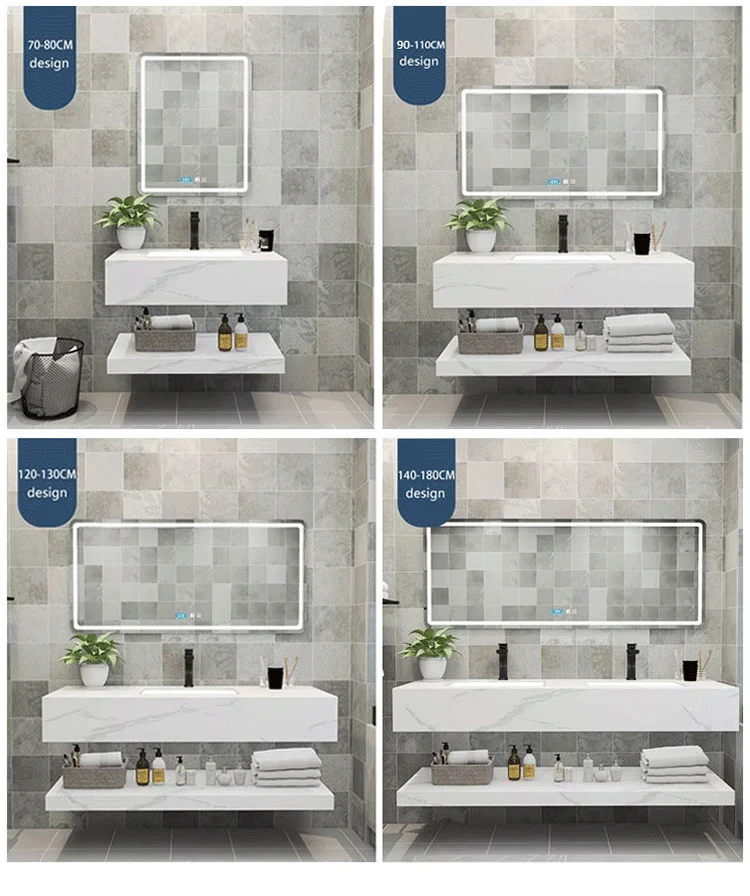 Integrated Rock Plate Bathroom Floating Double Basin Sink