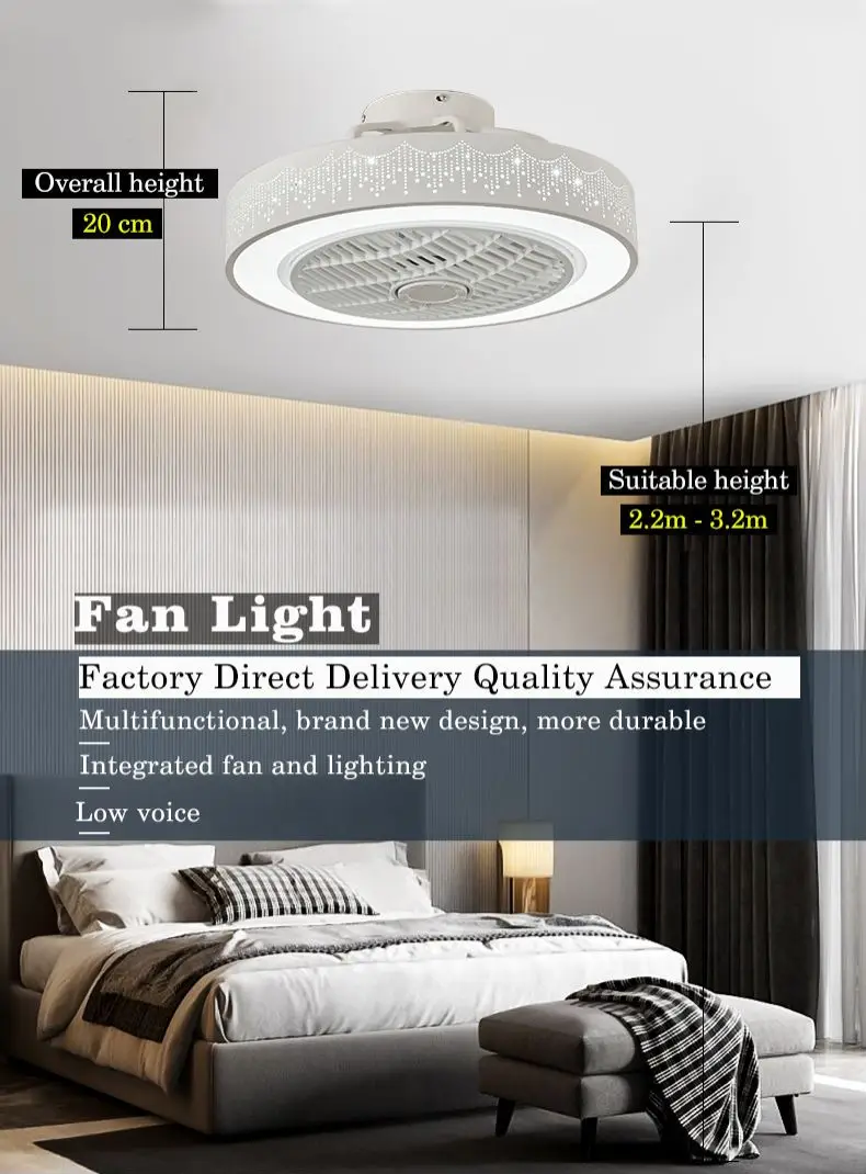 Gsp40 20 Inch Ring Modern Ceiling Cieling Fan With Led Light Dining ...