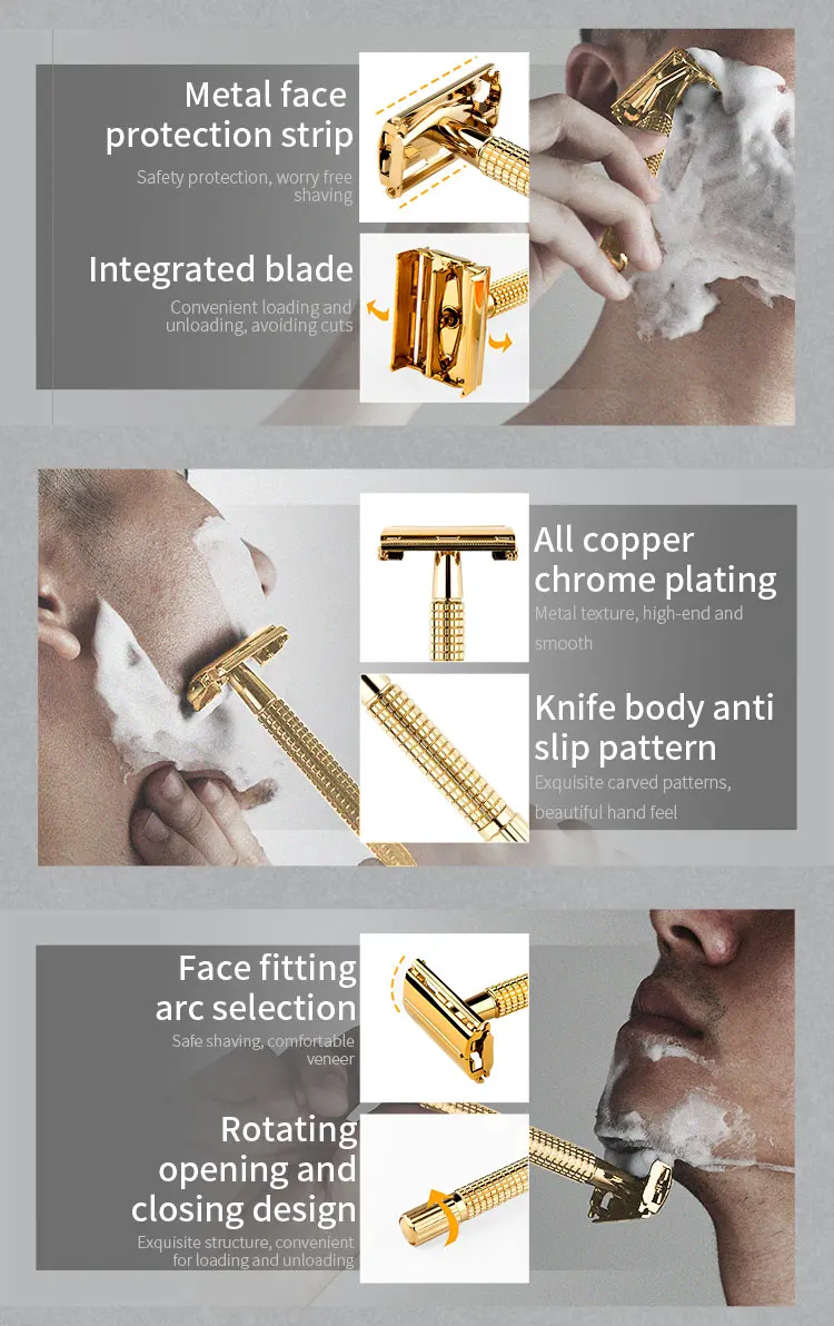 Hot Selling Classic Double Edge Shaving Razor Brass Short Handle ...