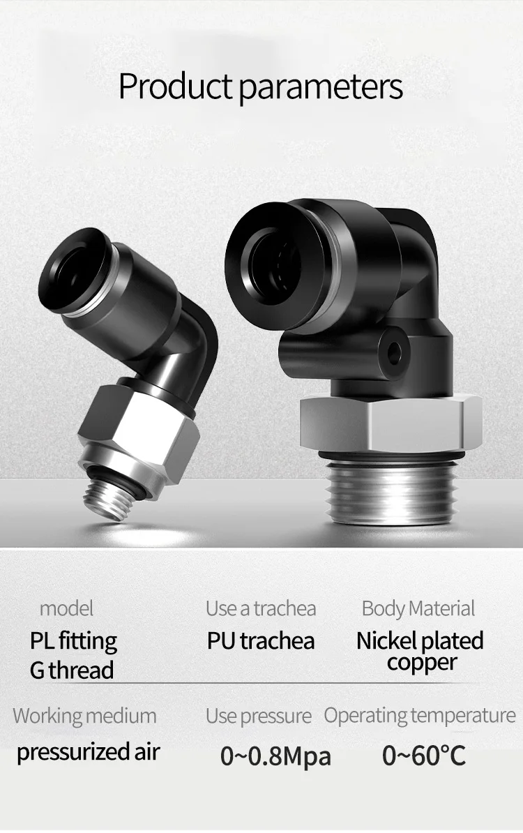 Right Angle Elbow Pneumatic Fitting Pl-g Thread Pneumatic Quick Coupler ...
