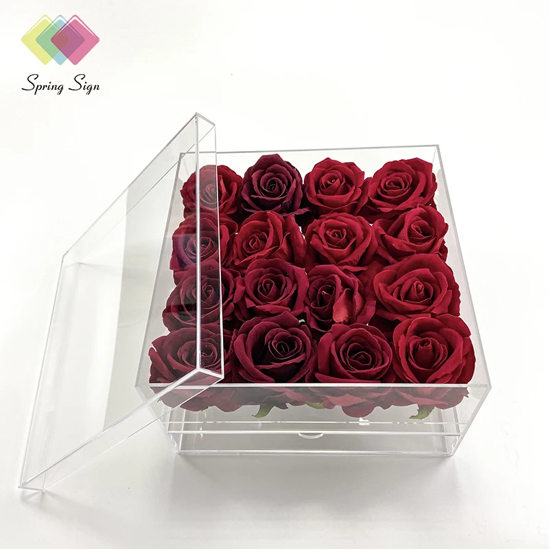 Spring Sign Transparent Acrylic Rose Gift Box Roses Boxes White ...