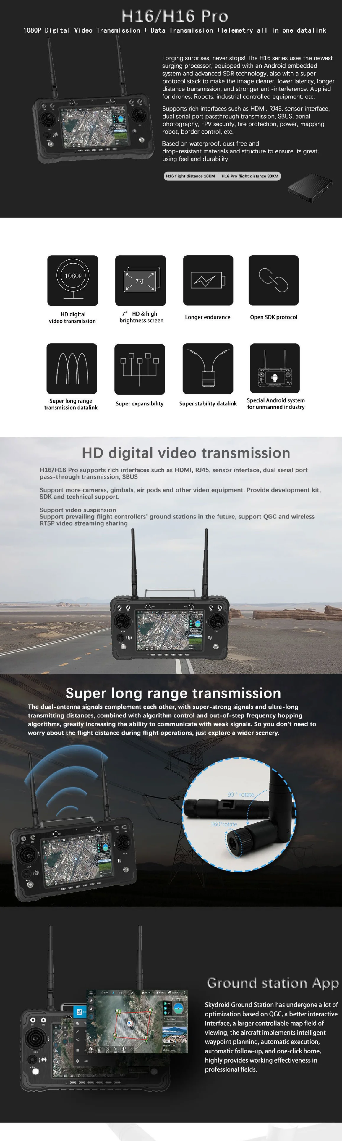 Skydroid H16 Pro Integrated Control Video And Telemetry System For ...