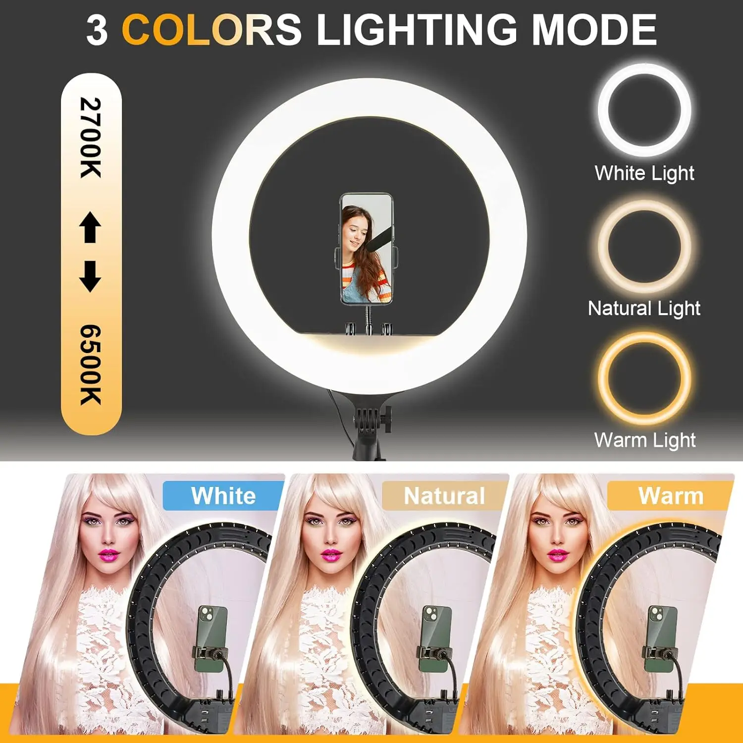 Factory Wholesale Barbershop LED Ring Light Remote Dimmable 18 Inch ...