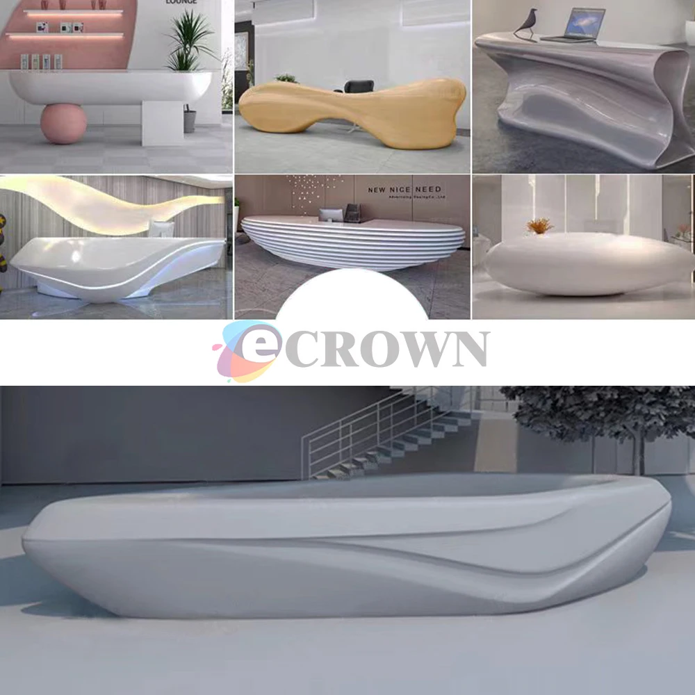 Kiosk store design curved design reception office store design elegant ...