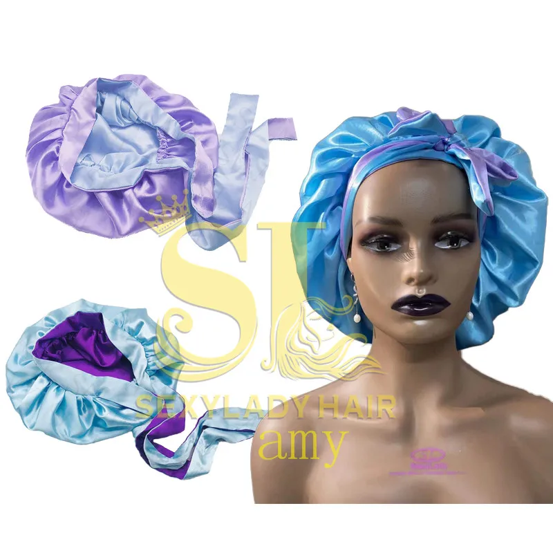 Bonnet Custom Hair Silk Satin Bonnets and logo Double Layer Satin ...
