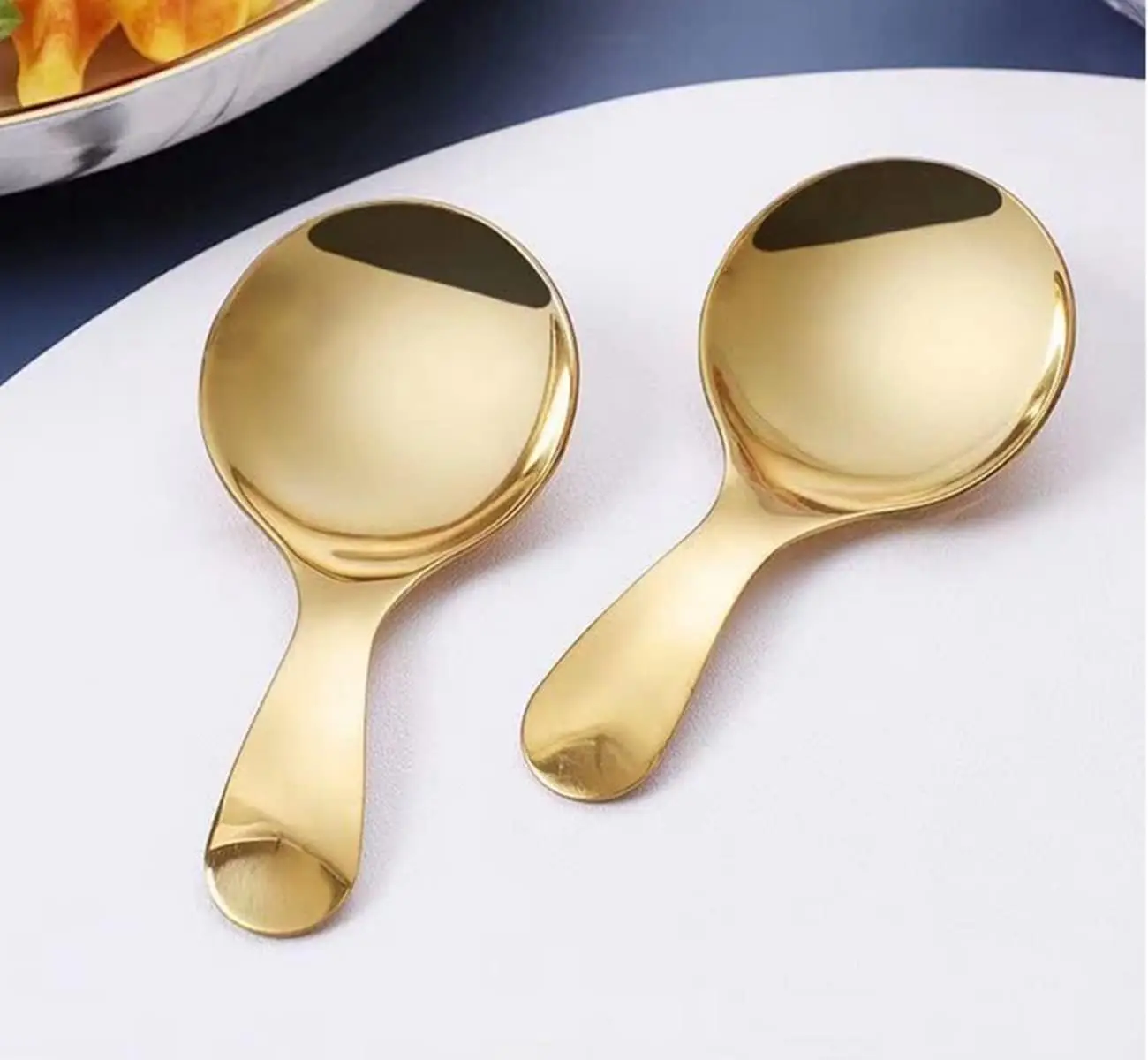 Golden Stainless Steel Short Handle Spoons Soup Condiments Spoon ...