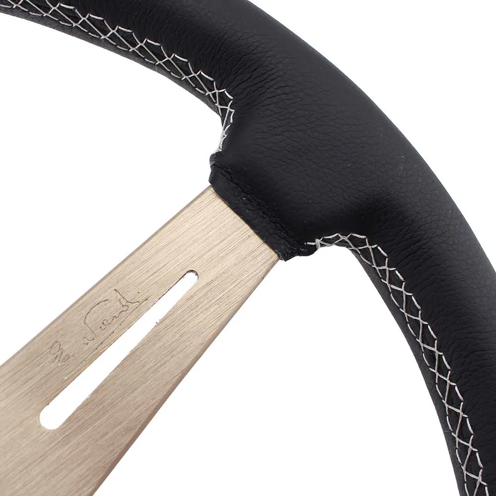 Universal 15 Inch Classic Leather Steering Wheel for Sports