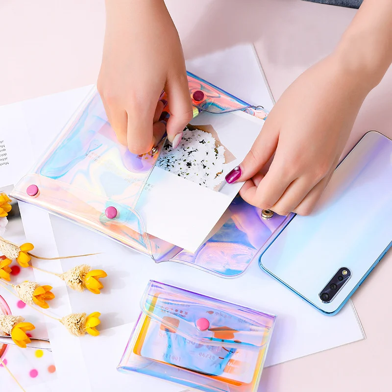 Small Transparent Plastic Snap Coin Purse Simple Multifunctional Wallet ...