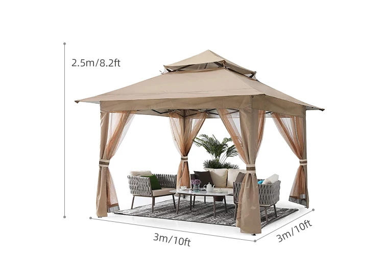 3.5x3.5m Jardin Gazebo Outdoor Aluminum Luxury Pop-up Gazebo Canopy Tent Garden Gazebo Tent For ...