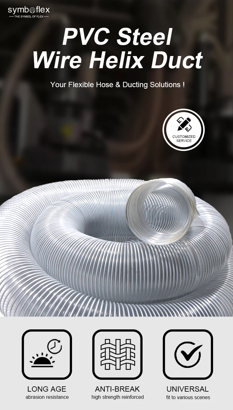 Industrial Flexible Transparent Pvc Air Ducting Transparent Clear Steel ...