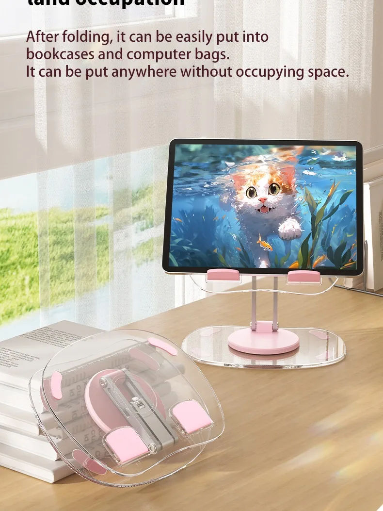 Transparent 360 Rotating Height Adjustable Foldable Desktop Phone ...