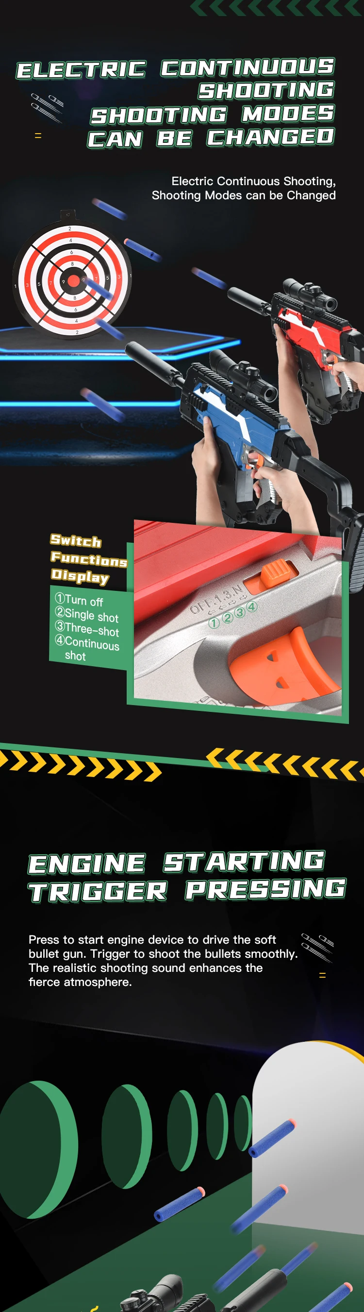 Outdoor Safety Shooting Toy Guns Vector Eva Foam Air Soft Bullet Gun ...