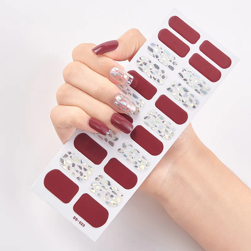 Semi Cured Gel Nail Strips,Full Nail Stickers Wraps Adhesive Fingernail ...