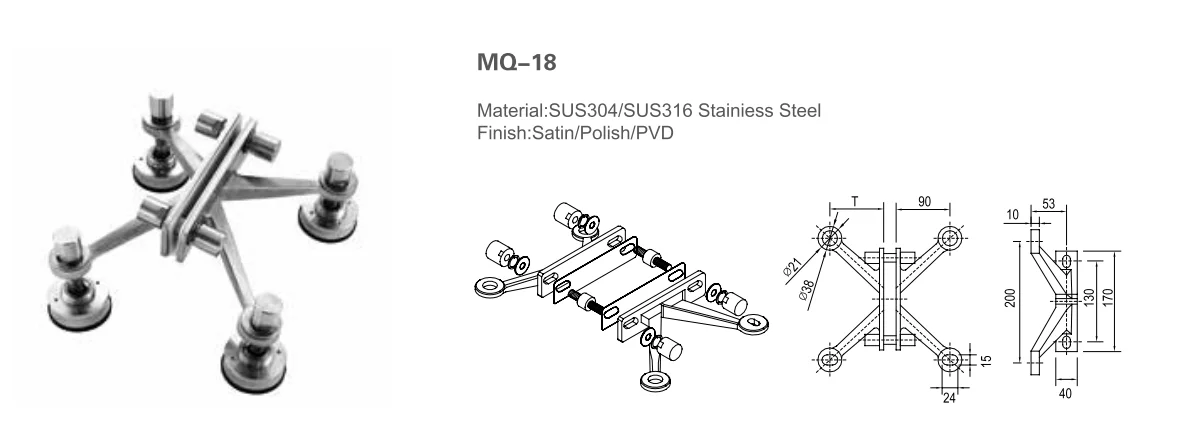 Stainless Steel Spider Glass Clamp System for Curtain Walls - Easy ...