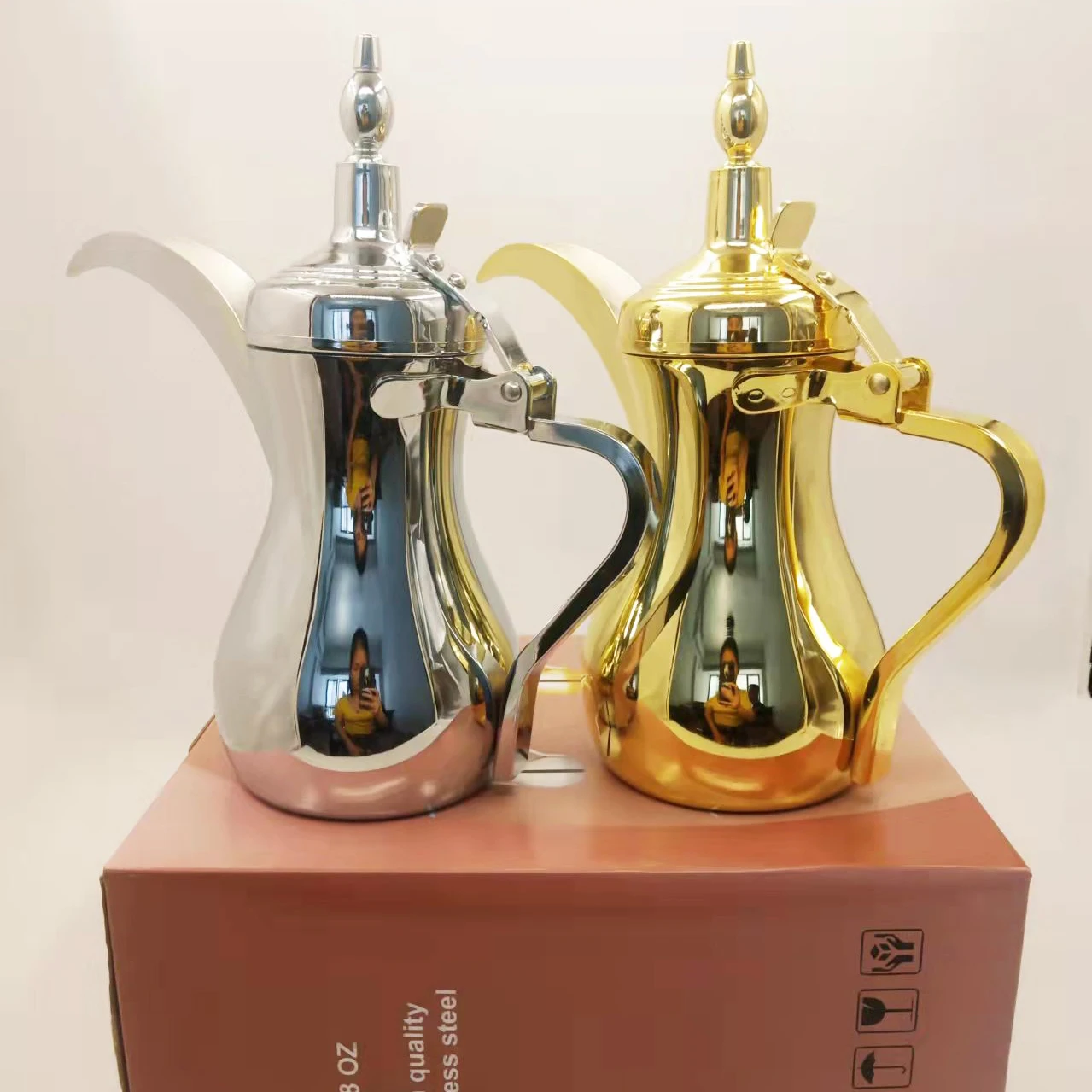 Stainless Steel Arabic Silver Gold Dallah Tea Coffee Pot - Buy Silver ...