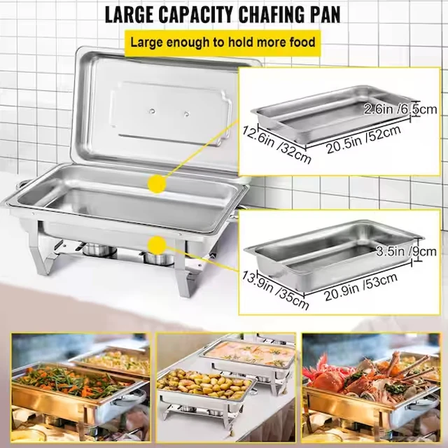 Stainless Steel Chafing Dish Buffet SetChafer Dish Food Warmer Complete ...