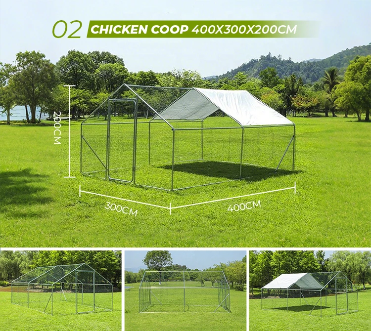 Outdoor Animal Cages Hen House Mesh Wire Chicken Coop for 10 Hens ...
