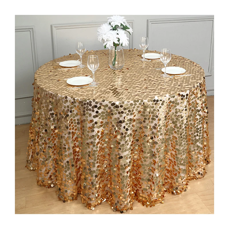 Gold Sequin Tablecloth Wedding 108 120 Inch Wholesale Round Sequin Wedding Party Decoration ...