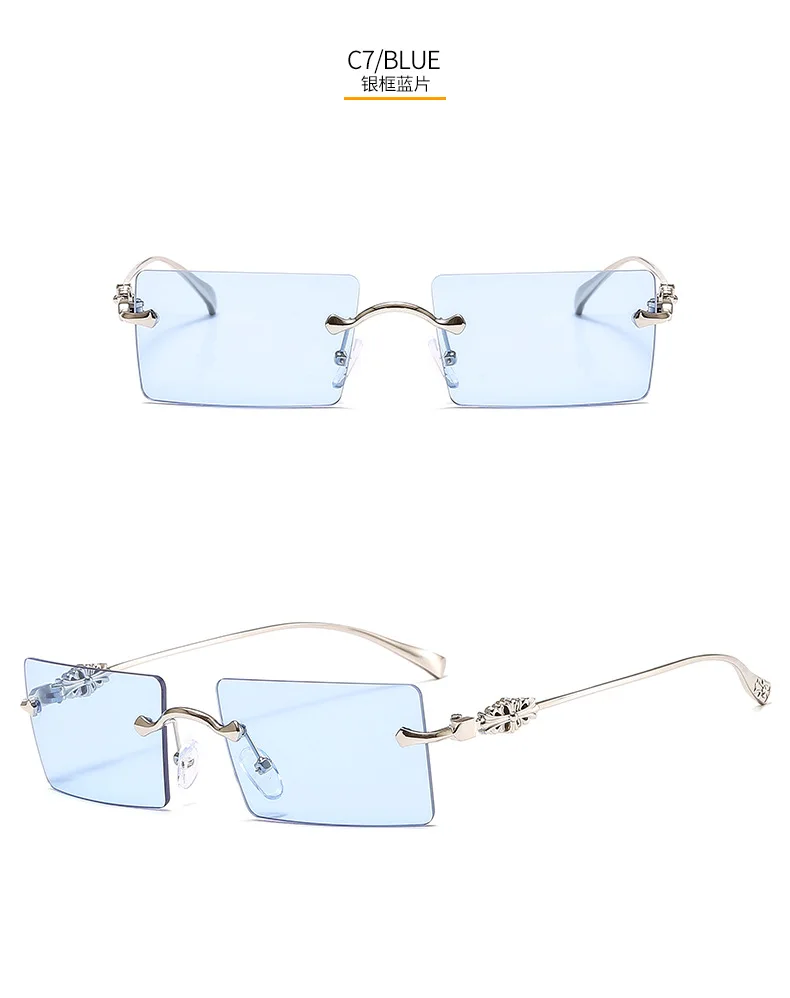 Mejores T805 Small Rectangle Rimless Sunglasses Uv400 Metal Vintage ...