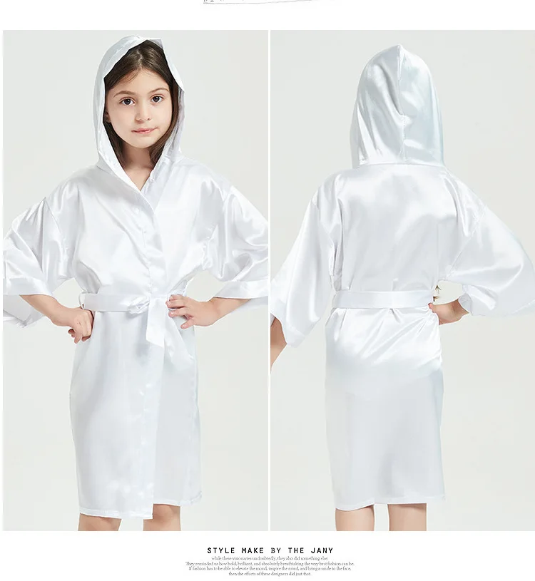 Girls Robe Silky Satin Kids Robes For Spa And Party Long Sleeve Silk ...