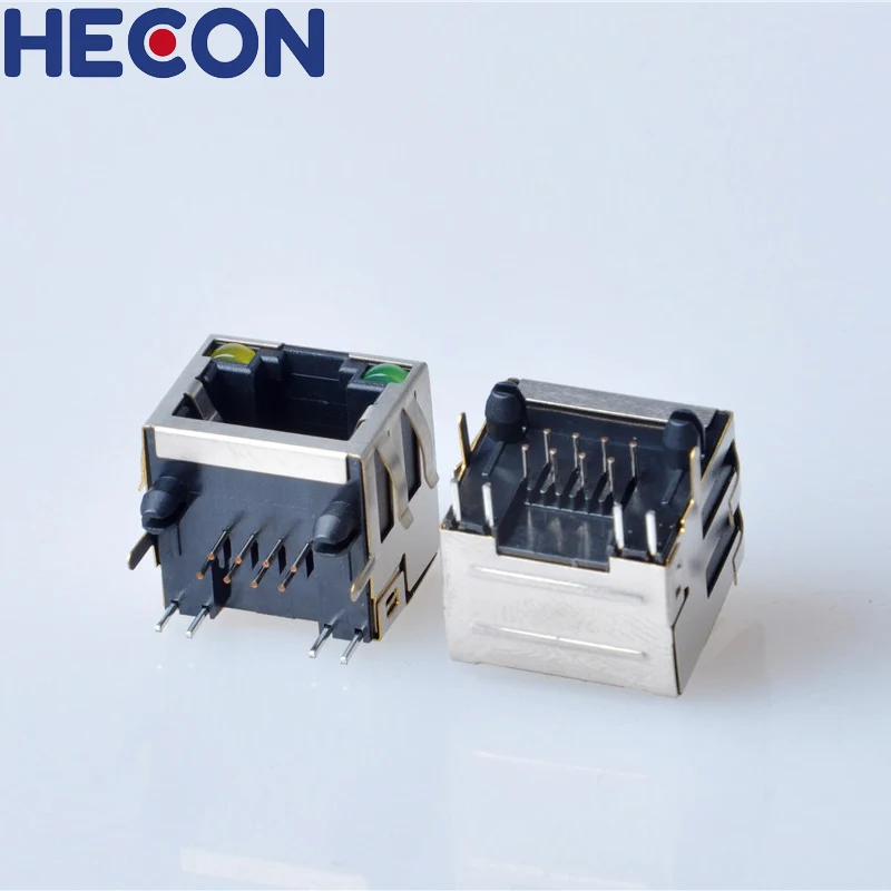 Rj45 Female Male Pcb Connector Straight Type Magnetic Modular Jack Ethernet Rj45 Socket ...