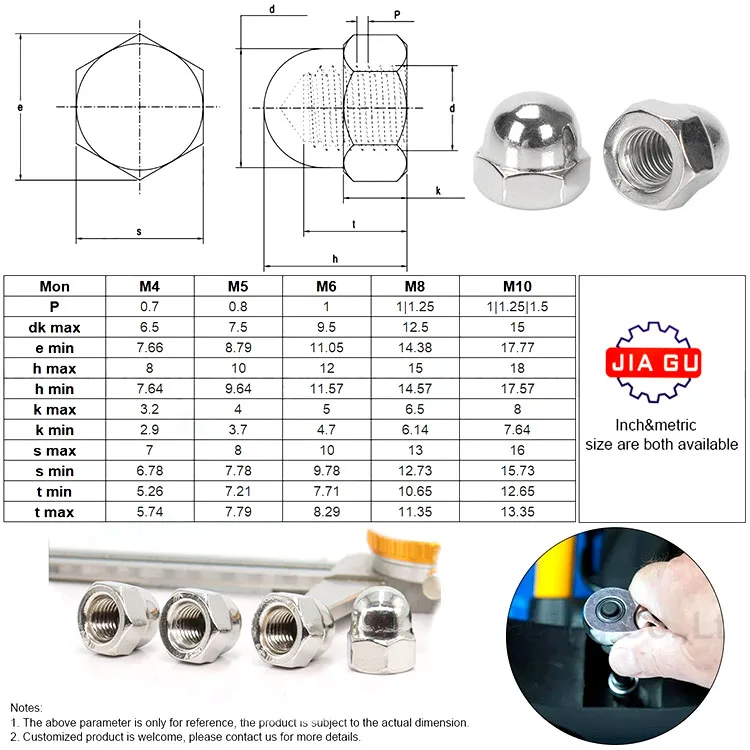 304 316 Stainless Steel Din1587 Hex Domed Cap Nut / Acorn Nuts - Buy M16 Domed Cap Nut,Hex Dome ...