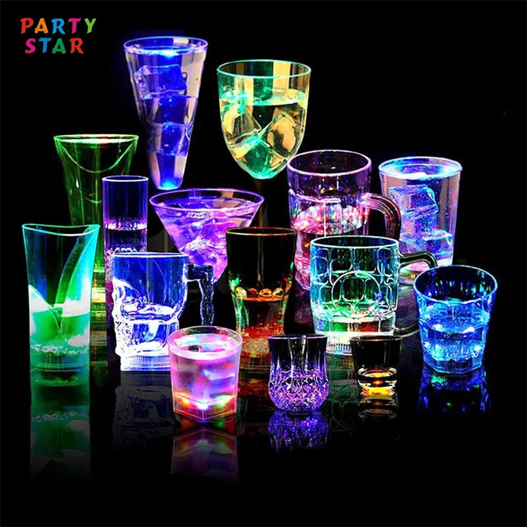 Factory Sale Colorful Beer Cup Blinking Glass Led Lighting Cup Plastic ...