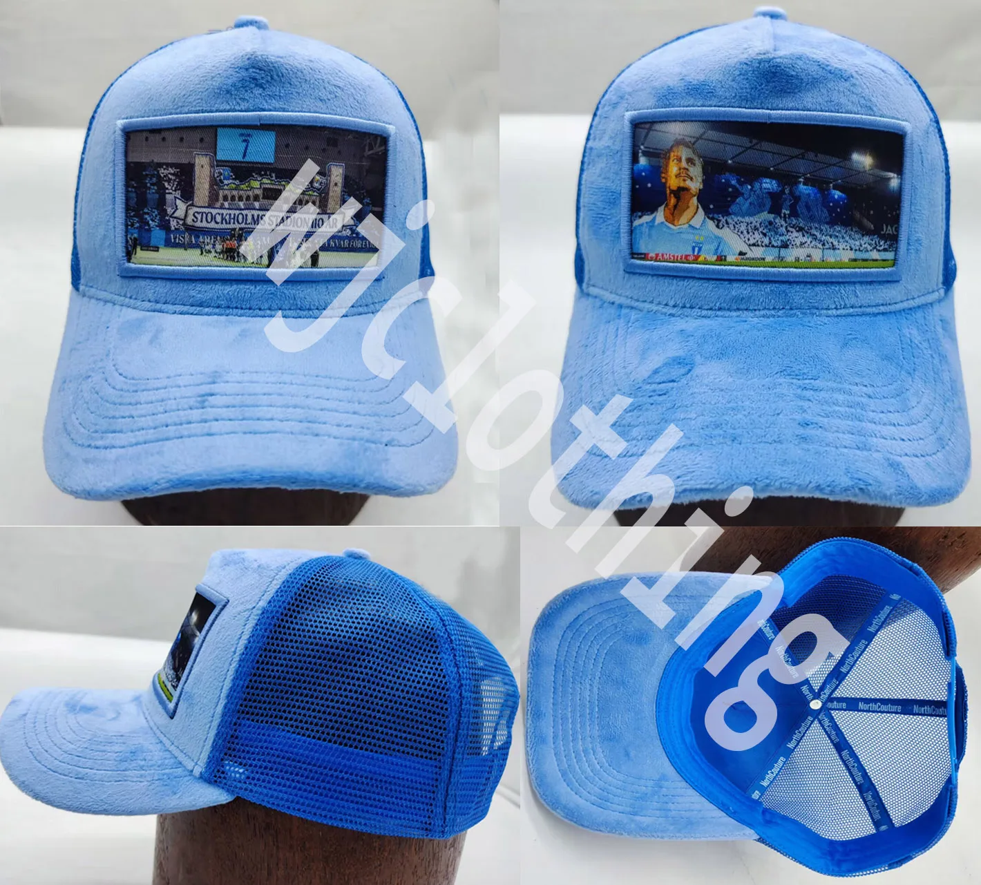 Wholesale Mesh Custom Velvet Trucker Cap - Black Velvet Hat