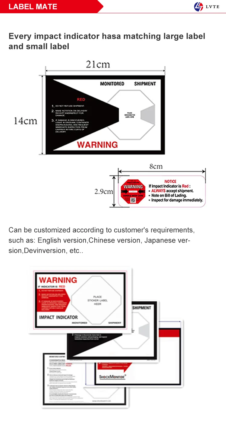 Impact Detection Label Orange Shockwatches Label Impact Indicators G ...
