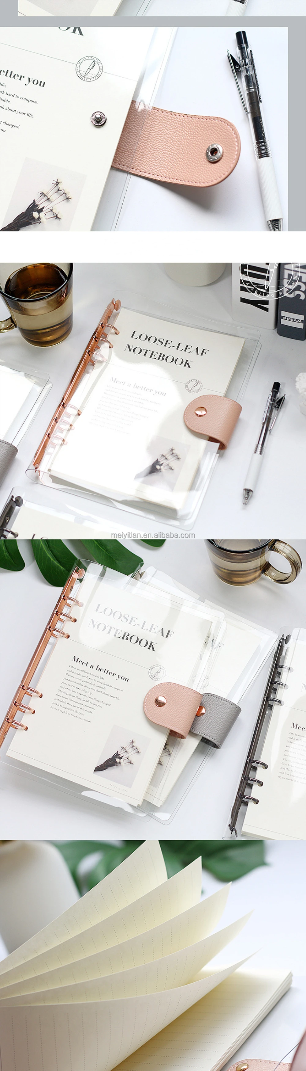 Clear Binder Cover with 90pcs A5/A6/B5 Insert Paper - Transparent PVC 6 ...