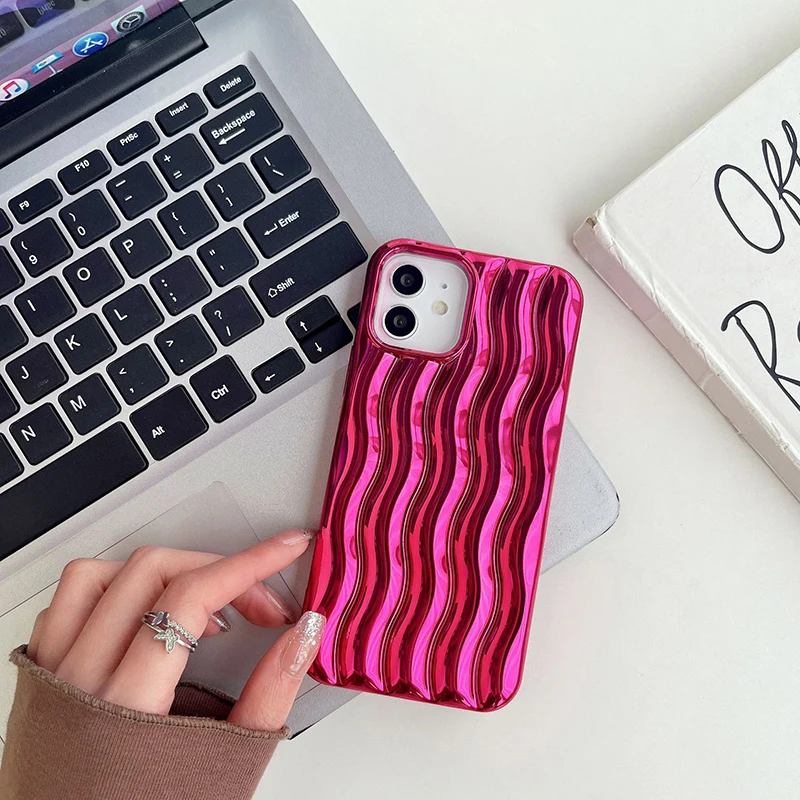 Wave Pattern Most Loved Style for iphone 15 14 Pro Plated Phone case ...