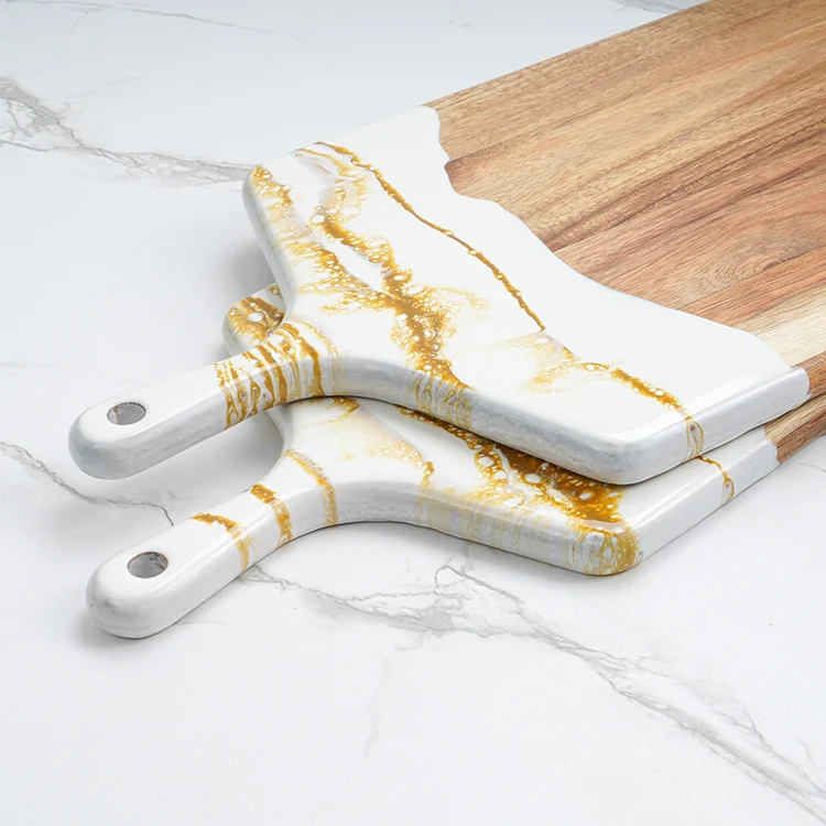 Custom Rosewood Epoxy Resin Charcuterie Chopping Board Long Handle Wood ...