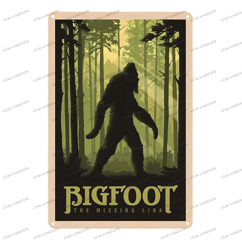 Retro Tin Sign Bigfoot Sasquatch Metal Poster Man Cave Bar Pub Decor ...