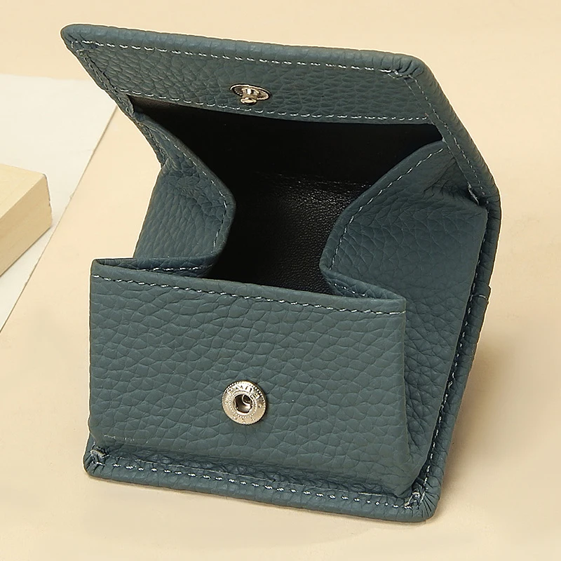 Hot Sale New Trendy Women's Real Leather Coin Pouch Button Closure ...