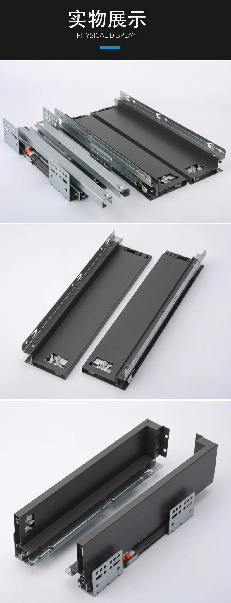 Kitchen Cabinet Extendable Rail Table Soft Closing Slim Aluminium ...