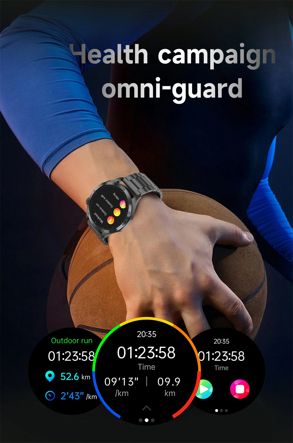 Stainless Steel Smartwatch Ecg Hrv Heart Rate Monitoring Amoled Smart ...