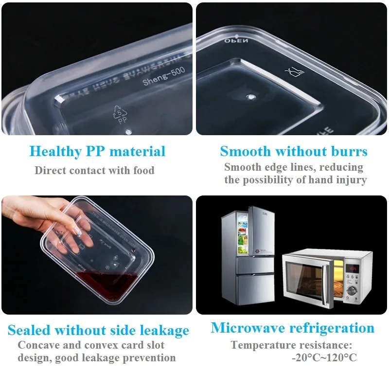 500 Ml Disposable Lunch Box Wholesale - Transparent Plastic