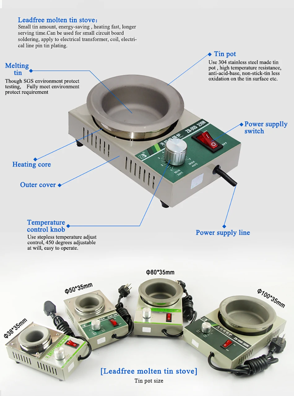 Mini Hot Stainless Steel Industrial Digital Solder Pots/small Soldering ...