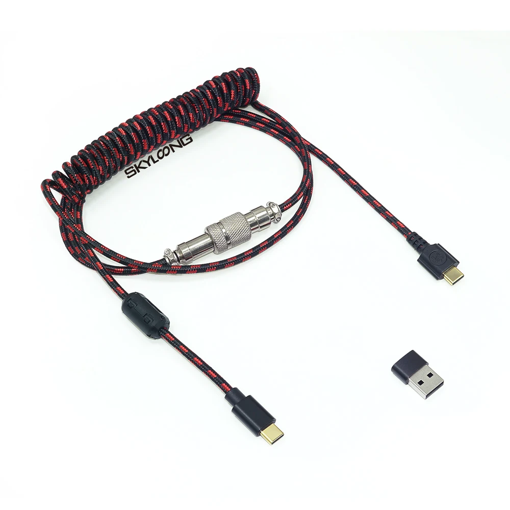 Skyloong Aviator USB C Keyboard Coiled Cables For机械键盘和智能手机